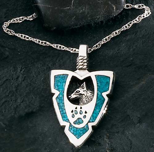 Mainland Silver Turquoise Wolf Pendant | Cabela's